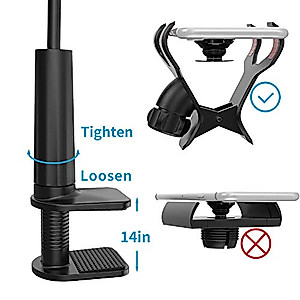 Gooseneck Cell Phone Holder Bed, Lazy Bracket, Universal Mobile Phone Clip Stand, Flexible Long Arm Rotating Mount for for Bed, Office, Kitchen, iPhone, pad, Watching Movies
