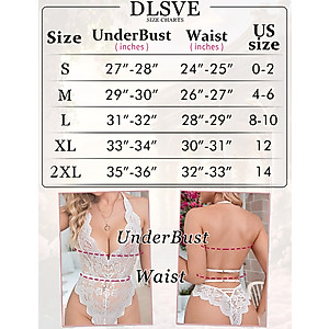 Dlsave Sexy Lingerie for Women,Deep V-Neck Lace Bodysuit Bridal Lingerie Backless One piece Teddy Body Suits Tops Wedding