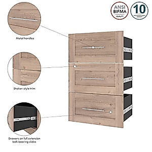 Bestar 3 Drawer Set for Pur Shelving Unit in Rustic Brown