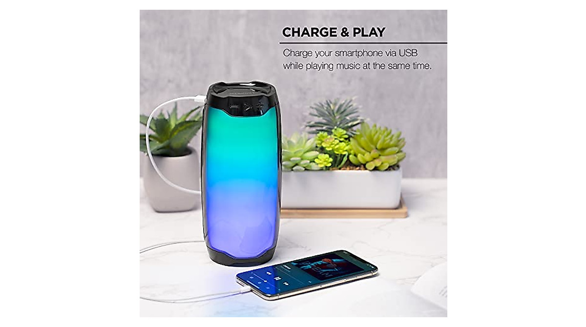 Merkury Thrill Bluetooth Speaker with Lights and Long Battery Life