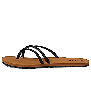 Volcom Women's Thrills Sandal Flip-Flop, Black-New, 6