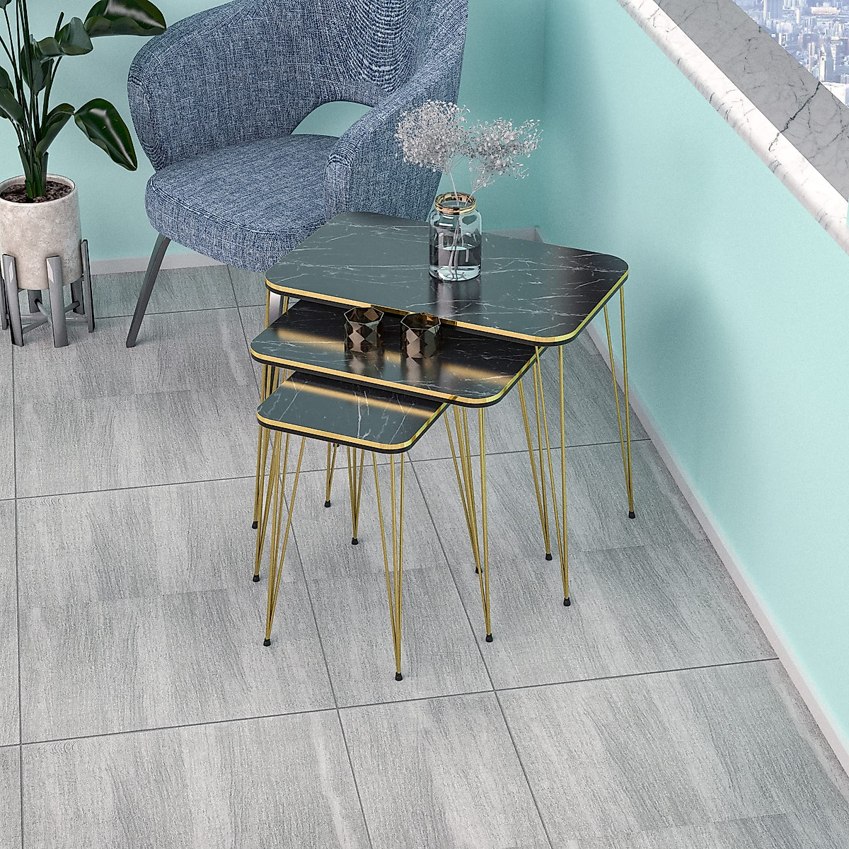 Rectangular Nesting Set of 3, Nesting Table, Modern Woodgrain Look Base for Living Room Coffee Tables or Nightstands - Coffee Table - Side End Table - Small Side Table