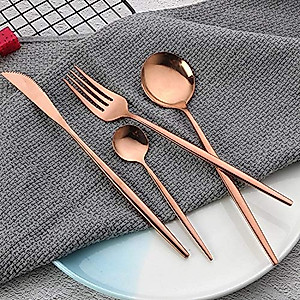 Rosegold 24 Silverware set for 6 people, gift sets with Premium box and Gift Letter, Stainless Steel Cutlery set, Housewarming Gift, flatware set with Knife/Fork/Spoon/Teaspoon