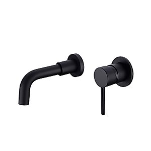 Bathroom Sink Faucet Hot and Cold Swivel Nozzle Wall Mounted Bathtub 150MM(Black)