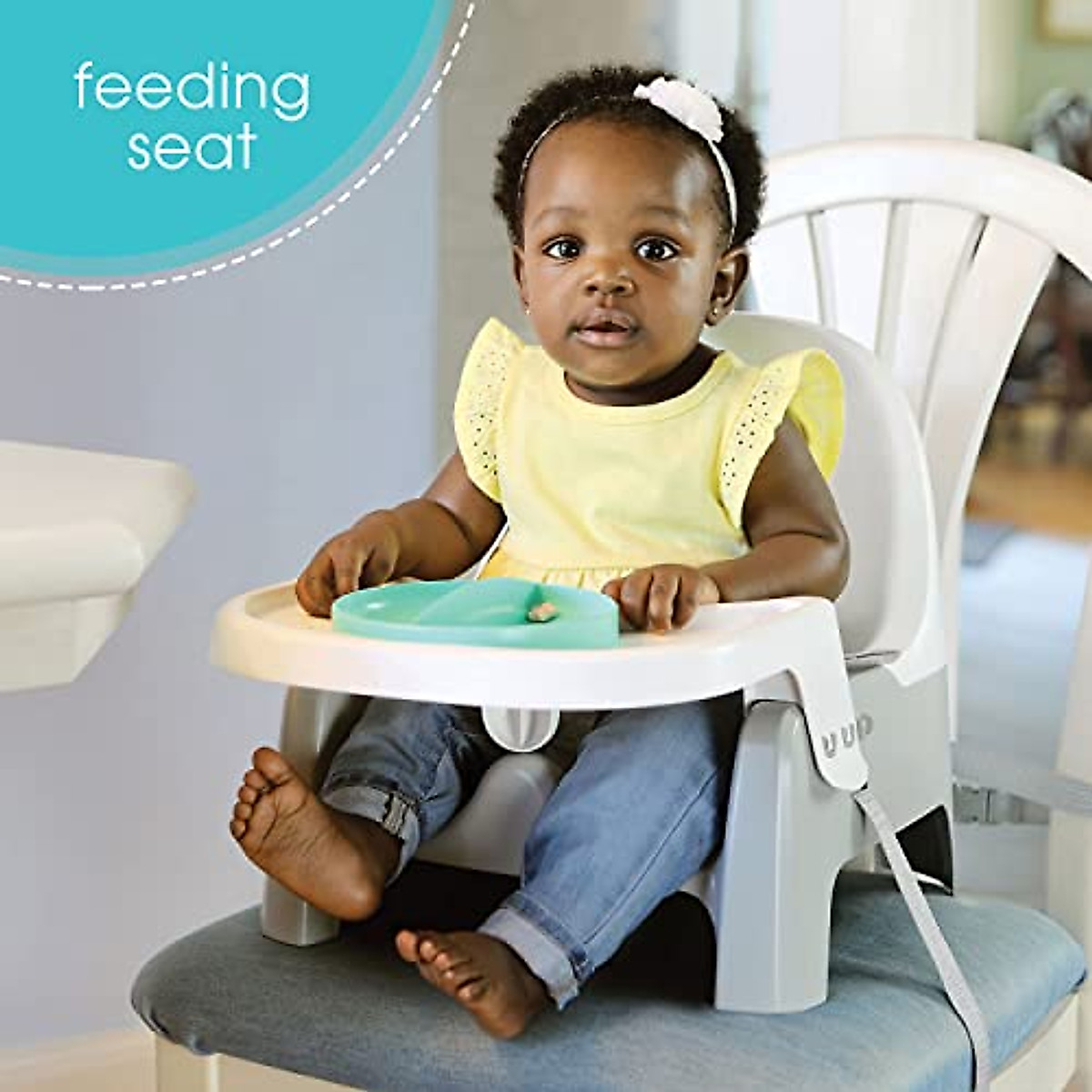 Summer Deluxe Learn-to-Dine Feeding Seat – Infant and Toddler Feeding Chair and Booster Seat with Tray and 2 Snap-in Plates