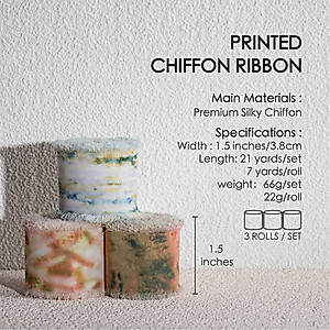 Vitalizart Orange Chiffon Ribbon Silk Like 1 1/2 Inch Printed Frayed Ribbon for Gift Wrapping Wedding Invitations Flower Bouquets Bridal Shower 21 Yard