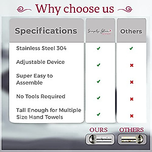 Counter Towel Holder for Bathroom - Extends 11.5” to 19.5” Stainless Steel 304 Fingertip Towel Holder, Anti-Rust Kitchen Countertop Towel Stand, Adjustable Hand Towel Holder Stand for Bathroom