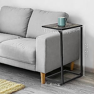 melos C Shaped End Table, C Tables for Couch, Snack Side Table for Sofa, Couch Tables That Slide Under, Small TV Tray Table for Living Room, Bedroom, Gray