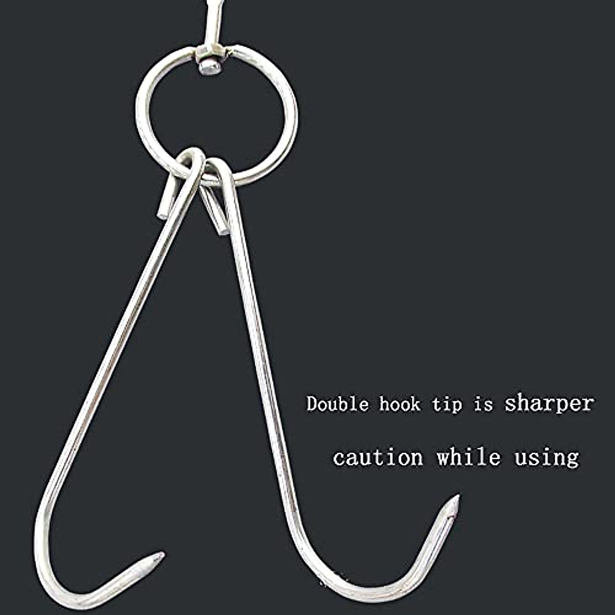 Setaria Viridis 3 PCS Double Meat Hooks Roast Duck Bacon Hams Shop Hook BBQ Grill Drying Hanger Cooking Tools Accessories for Peking Duck (Silver)