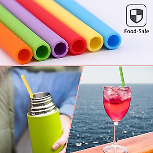RAIBEATTY Reusable Silicone Straws,18Pcs Silicone Drinking Straws,6.7" Flexible Short Drink,BPA Free Silicone Straw for 6-12 oz Tumblers & 3 Cleaning Brush,No Rubber Taste,6 Colors