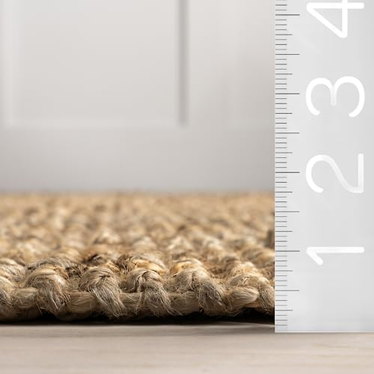 nuLOOM 8x10 Daniela Jute Tassel Hand Woven Area Rug, Natural, Solid Chunky Farmhouse Design, Natural Fiber, For Bedroom, Dining Room, Living Room, Hallway, Office, Entryway
