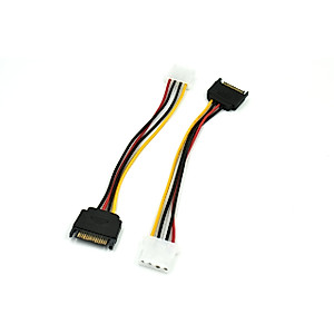 LIQUN SATA Power Adapter Cable 2Pack SATA 15-pin Male to 4-pin Molex Female Power Adapter Cable for IDE Hard Drive 0.66Ft/0.20m