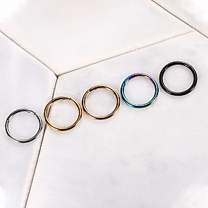 AROWRO 20G 8mm Surgical Steel Nose Hoop Ring Helix Daith Rook Conch Tragus Cartilage Earring Hinged Segment Ring Hoop Piercing Jewelry Septum Clicker