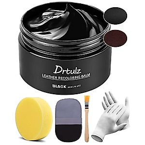 drtulz Black Leather Recoloring Balm, Leather Color Restorer Conditioner, Leather Repair Kits for Vinyl Furniture, Sofa, Car Seats, Shoes - Repair Leather Color on Faded & Scratched Leather Couches