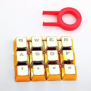E-Element Keycaps Doubleshot 12Key caps with White infill Translucidus Keycap Puller Backlit Key caps for Mechanical Gaming Keyboards Gold Color