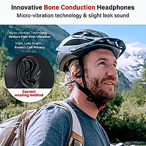 Sport Headphones Bone Conduction Headphones Wireless On-Ear Earbuds Built-in Noise-Canceling Mic,IPX7 Waterproof Bluetooth Headphones for Workout Running Cycling Yoga Hiking Driving Travel, Black