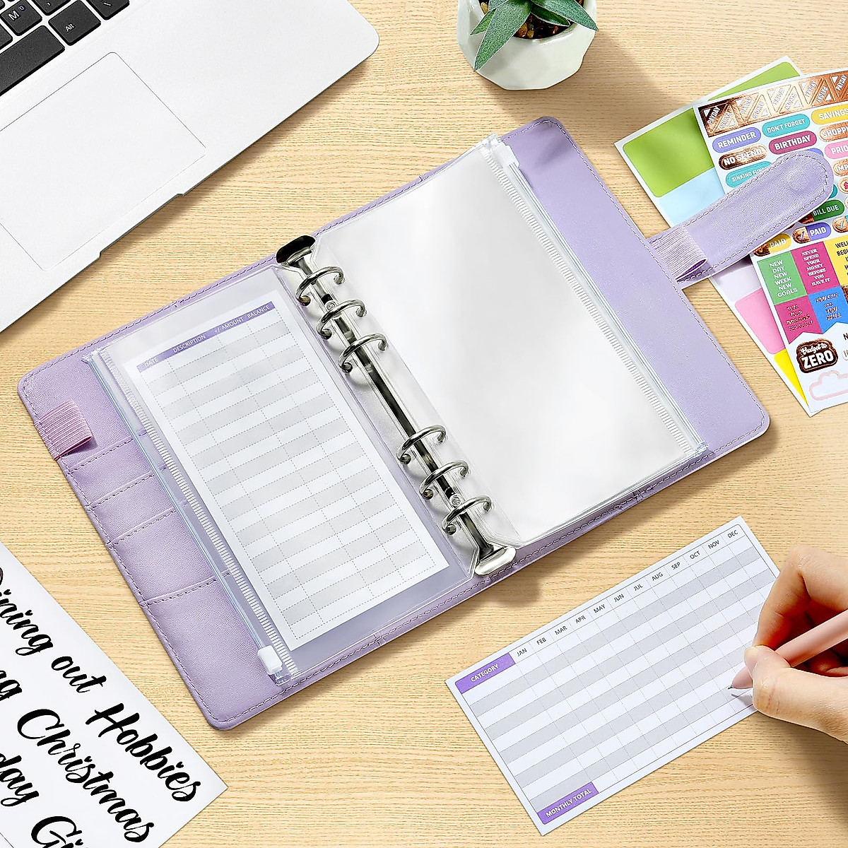 Sooez Budget Binder with Zipper Envelopes & Expense Budget Sheets, Money Organizer for Cash, Cash Envelopes for Budgeting, Savings Binder, Budget Binder with Cash Envelopes,Cash Wallet Envelope System