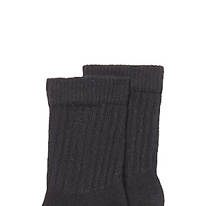 Amazon Essentials Unisex Kids' Cotton Crew Socks, 10 Pairs, Black, Medium