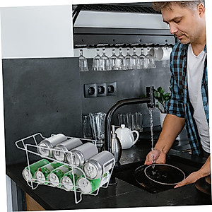 DOITOOL Refrigerator Organizer Bins Pop Soda Can Dispenser Beverage Holder for Fridge Freezer Kitchen Countertops Cabinets Metal Canned Food Pantry Storage Rack