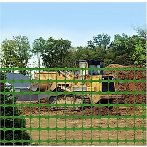 OLDMACDONALD Guardian Warning Barrier, Plastic Mesh Fence, Construction Barrier Netting, Green 4ft x 164ft (1.22m x 50m) (mesh 1.75"x1.75"), Garden Fencing, for Snow, Poultry, Chicken, Garden Netting
