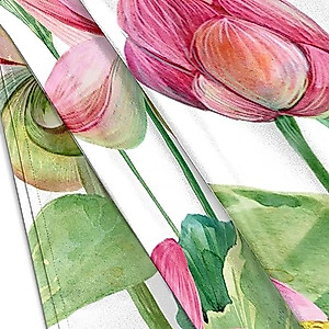 Floral Lotus Pattern Satin Pillow Cases Silk Satin Pillowcase for Hair and Skin Standard Set of 2 Super Soft Silk Pillowcase with Envelope Closure (20x26 in)