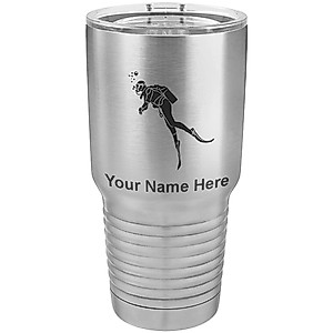 LaserGram 30oz Vacuum Insulated Tumbler Mug, Scuba Diver, Personalized Engraving Included (Stainless Steel)