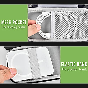 Case Compatible with Apple MagSafe Charger Battery Pack, Holder for Mag Safe Magnetic Power Bank for iPhone 12, Storage with Strap & Mesh Pocket for 20W USB-C Power Adapter and Cable (Case Only)