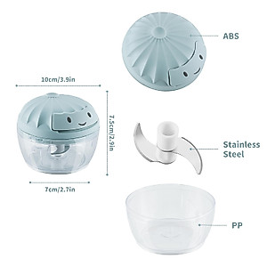 SAYIHEXIHE Garlic Chopper Mini Manual Hand Food Chopper for Kitchen Onion Dicer Crusher Garlic Mincer Blue 160ml