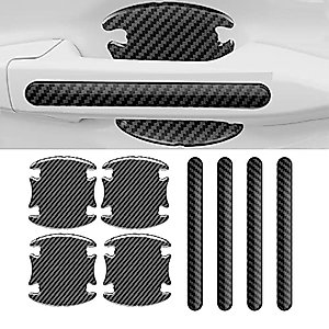 Grafken 8Pcs Universal 3D Carbon Fiber Car Door Handle Sticker Scratches Protective Films, Self-Adhesive Car Door Bowl Protection Stickers Fit All Car Models, black, M