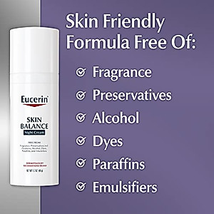 Eucerin Skin Balance Night Cream, Sensitive Skin Face Moisturizer Enriched with Tri-Balance Complex, 1.7 Oz Bottle