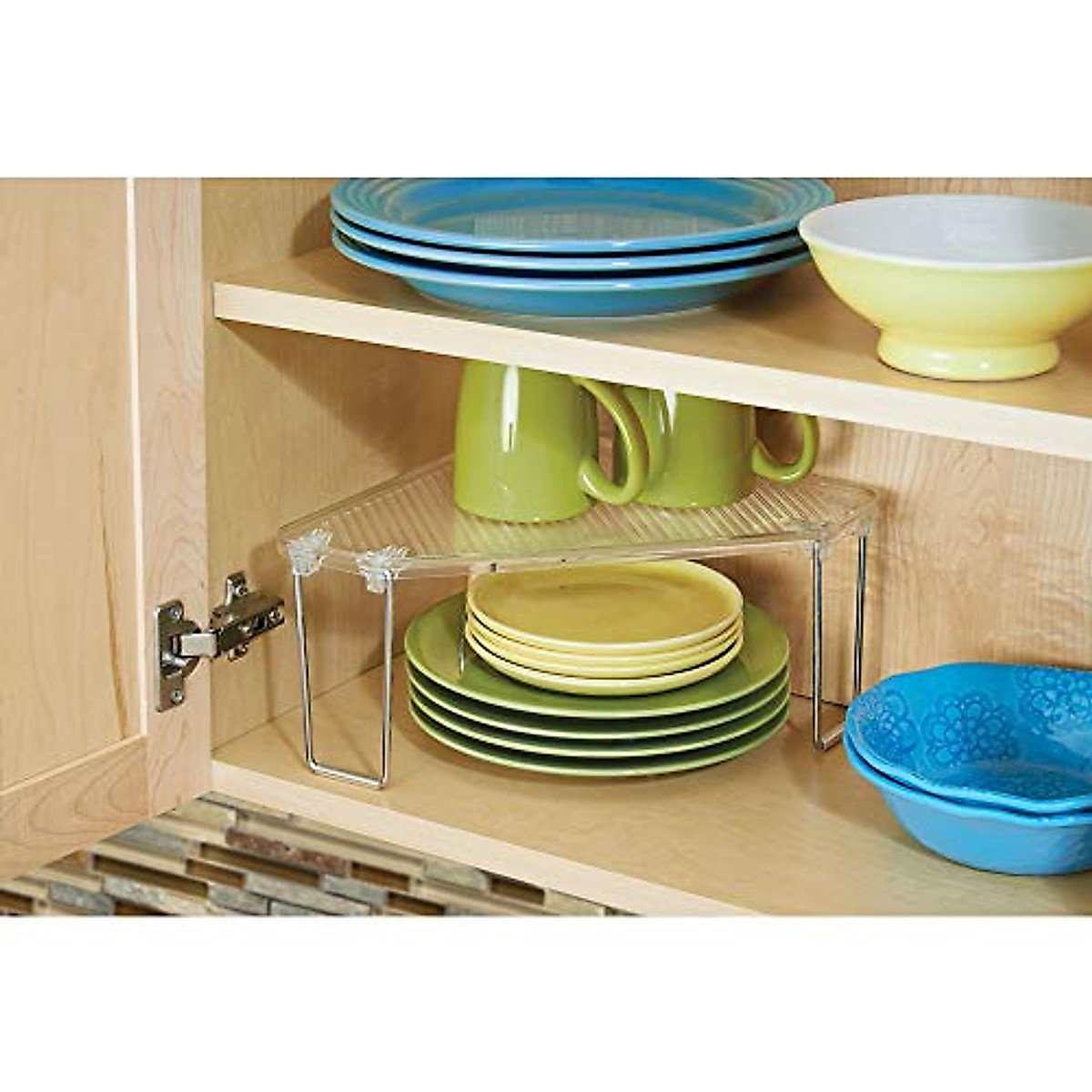 InterDesign Linus Corner Storage Shelf for Kitchen Cabinets, Countertops, Pantries - Clear