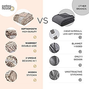 Sedona House Fuzzy Faux Fur Cheetah Throw Blanket,Lightweight Plush Cozy Soft Microfiber for Couch Travel,50 by 60-Inch,Brown Sand Leopard