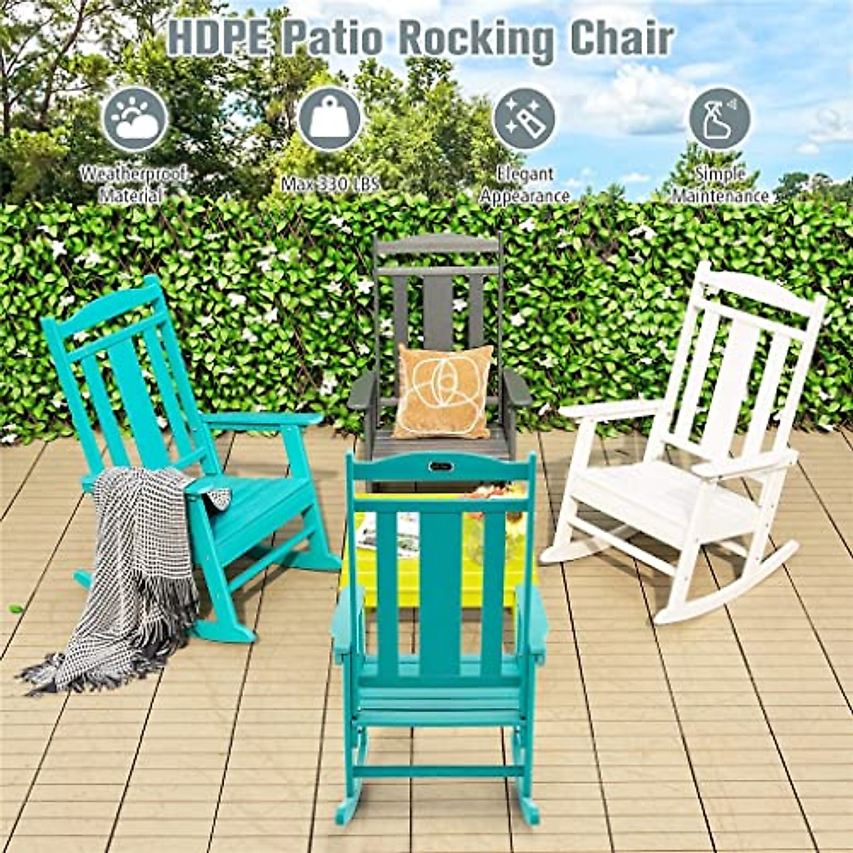 FKSDHDG 2 Piece Patio Rocker Rocker High Back