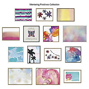 Kate and Laurel x Mentoring Positives Collaboration Pink Golden Hour Framed Canvas Wall Art, 23x33, Gold, Feminine Abstract Art Print for Wall