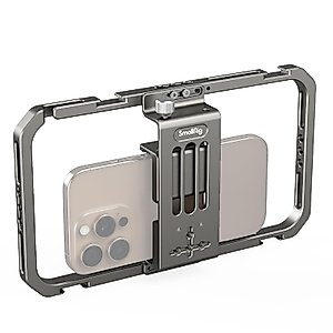 SmallRig Universal Smartphone Video Rig for iPhone 16 15 14 for Samsung, Filmmaking Vlogging Rig Aluminium Alloy Phone Video Cage Grip with Cold Shoe Mount for Videomaker Videographer
