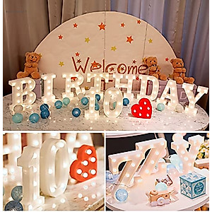 GPUSFAK 155 Bulbs Happy Birthday Marquee Light Up Letters - LED Letter Number Light Sign Decoration for Birthday Home Table Decor White