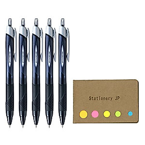 Jetstream Retractable Ballpoint Pen, Ultra Micro Point 0.38mm, Black Ink, 5-Pack, Sticky Notes Value Set