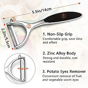Eirpde Vegetable Peeler for Kitchen, Fruit, Carrot, Veggie, Potatoes Peeler, Y-Shaped and I-Shaped Stainless-Steel Multi-Function Set Peelers, Durable Non-Slip Handle(2-Piece)