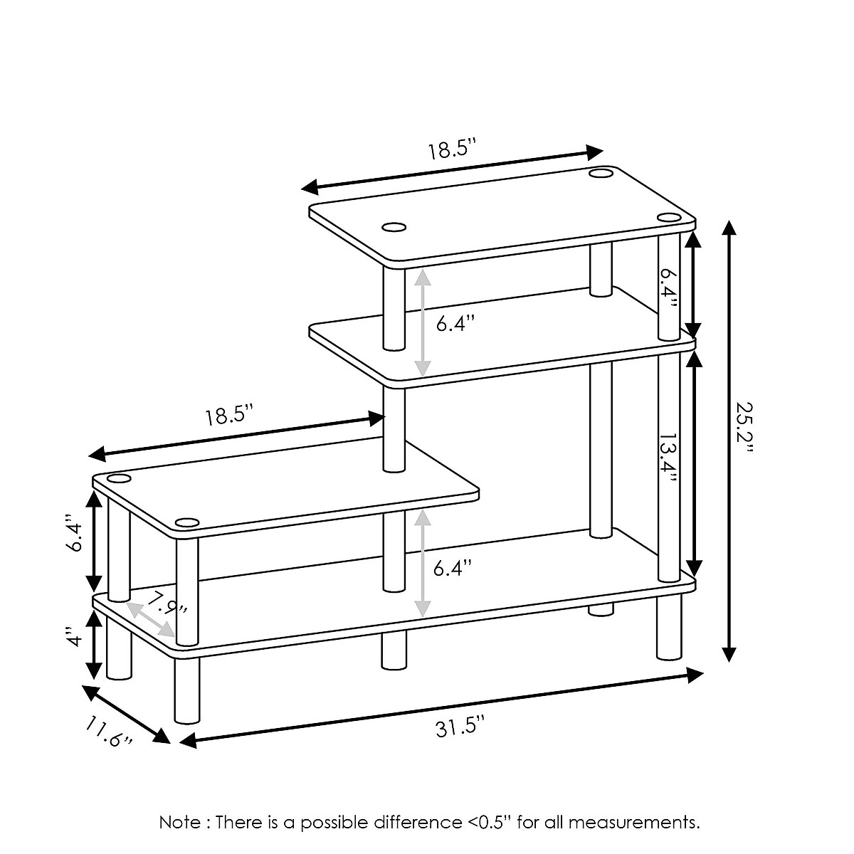 Furinno Turn-N-Tube 6-Tier and 3-Tier Accent Display Racks Bundle | French Oak Grey/Black