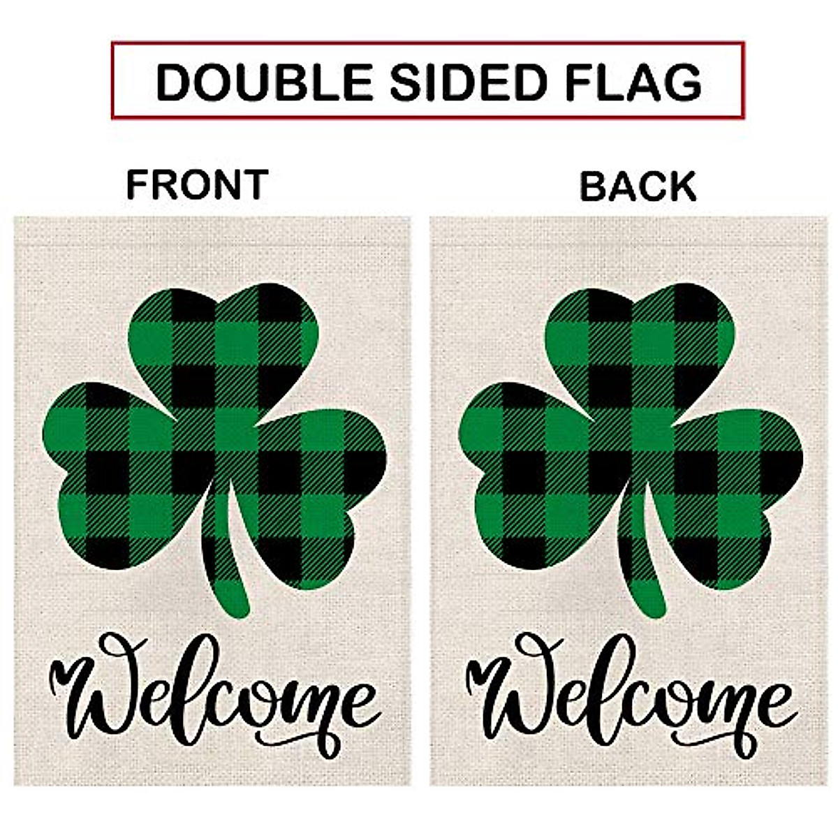 St Patricks Day Garden Flag Welcome Shamrocks Yard Outdoor Decoration Vertical Double Sized Burlap Spring Summer Holiday Decors 12.5 x 18 Inch