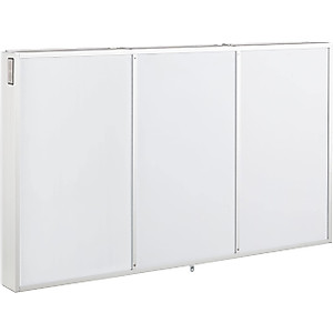 Signature Hardware 456082 Leda 53-1/4" x 32" Lighted Frameless 3 Door Medicine Cabinet with LED Light and Wireless Speaker - Aluminum