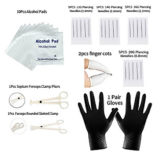 Tustrion 80PCS Nose Piercing Kit for All Body Piercings Stainless Steel Piercing Jewelry with 12G 14G 16G 20G Piercing Needles for Ear Cartilage Tragus Nose Septum Lip Eyebrow