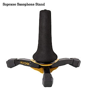 ROCHIX 1890 Foldable Portable Soprano Saxophone Sax Stand,Tripod Holder Stand