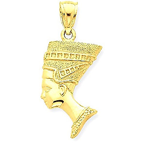 IceCarats 14K Yellow Gold Queen Nefertiti Necklace Egyptian Goddess Pendant African Charm 28mm x 14mm Only