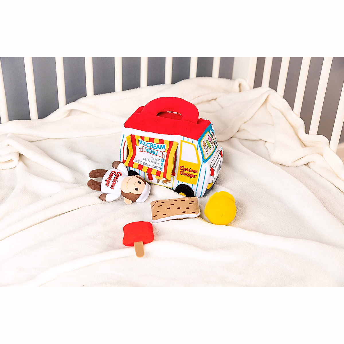 KIDS PREFERRED Curious George Ice Cream Truck Playset with Music and Plush Toys