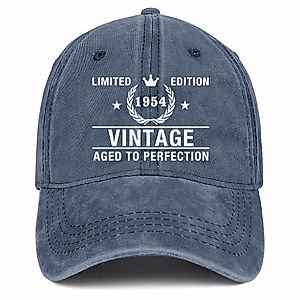 70th Birthday Gifts for Men Hats Vintage 1954 Blue Baseball Cap