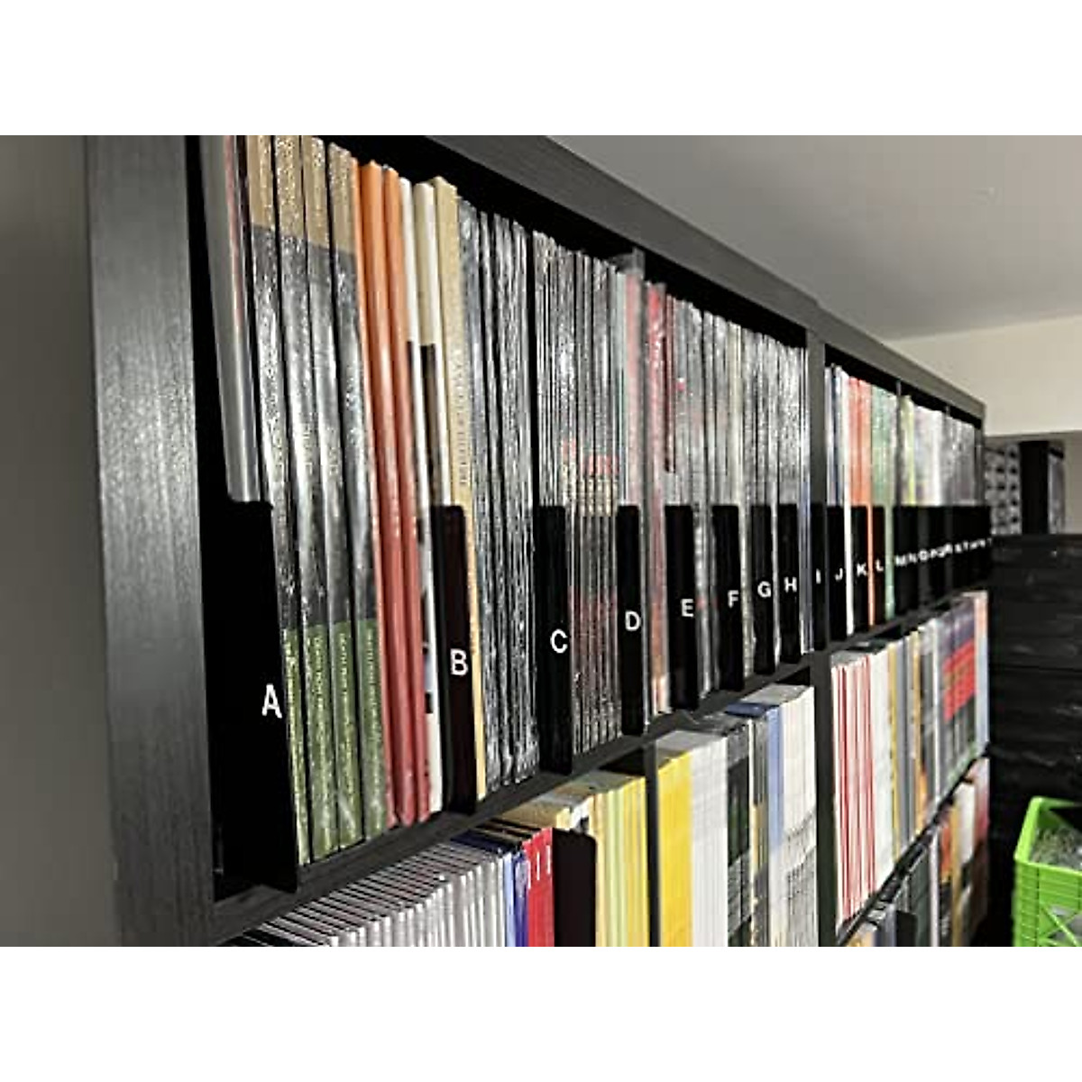 Acrylic [Do-it-Yourself] DIY Kit A to Z Piano Black High Gloss 2 mm Vertical Record Dividers [12-inch Tabbed 12in. Album Organizers A-Z Alphabetical Cards 33 RPM (15)