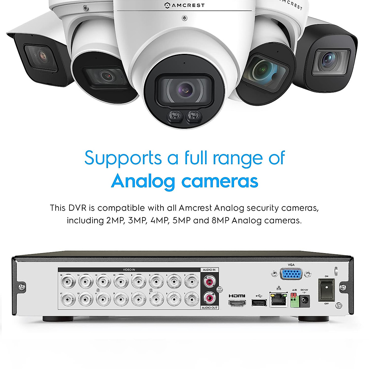Amcrest 5MP UltraHD 16 Channel DVR Security Camera System Recorder, 5MP Security DVR for Analog Security Cameras, Remote Smartphone Access, HDD & Cameras NOT Included (AMDV5M16)