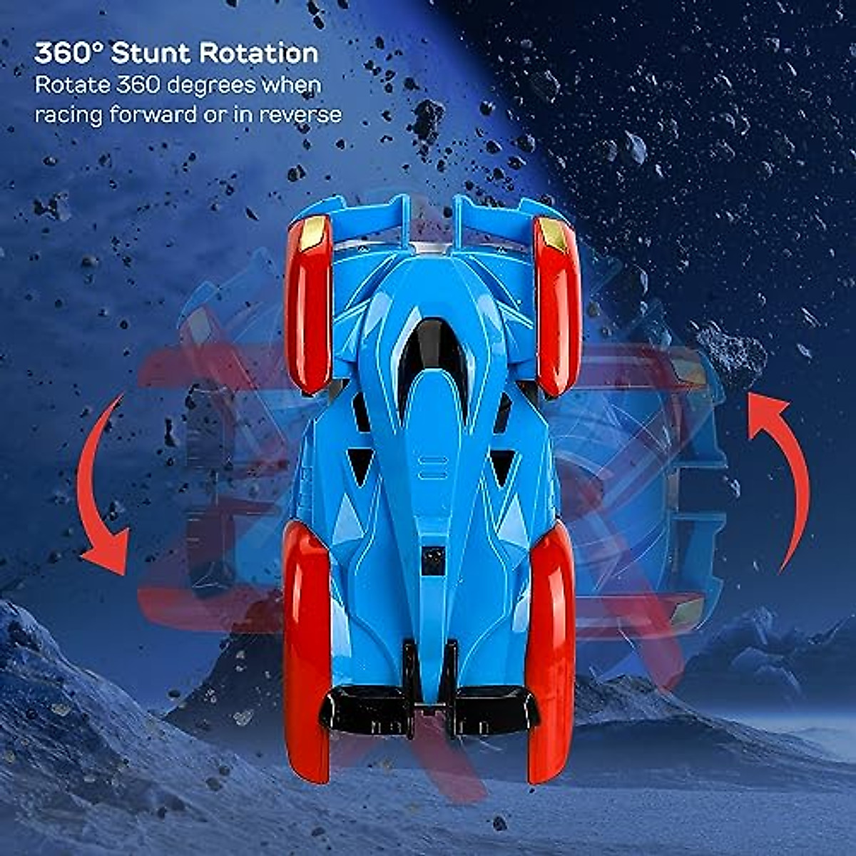 TOY Life Super Hero Man RC Car - Wall Climbing Remote Control Car for Boys 4-7 - 360° Rotating Stunt RC Car - Car Toys for 4-7 Year Old Boy, Superhero Kids Toys (Blue-red)