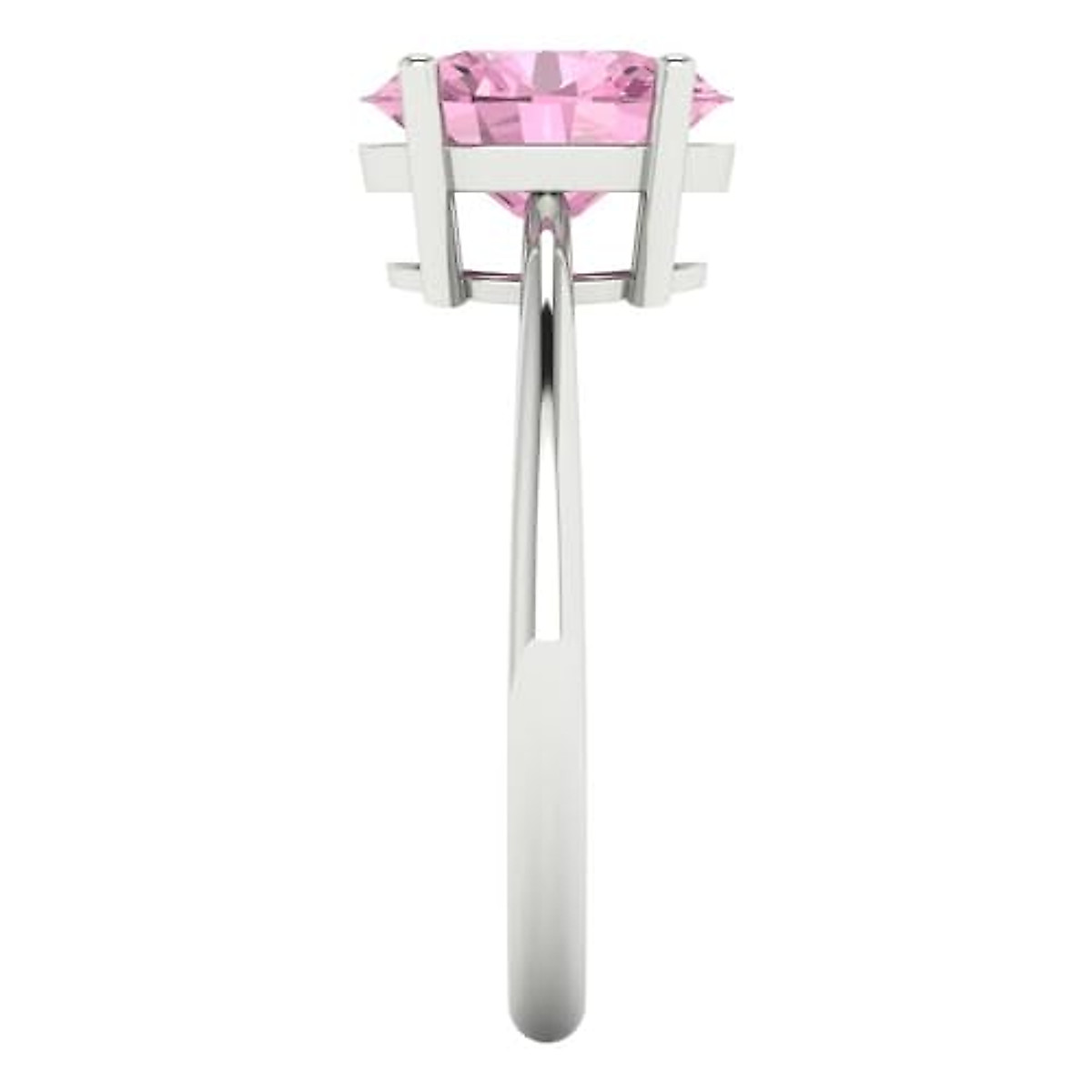 Clara Pucci 2.0 ct Oval Cut Solitaire Pink Simulated Diamond Wedding Bridal Designer Anniversary Engagement Ring Real 14k White Gold